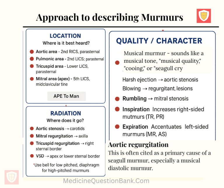 A systematic approach to describing murmurs - Medicine Question Bank